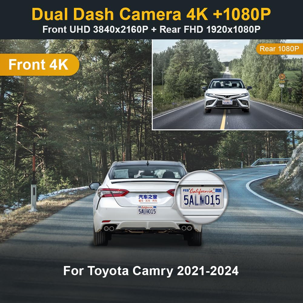 Snapklik.com : Fitcamx Front 4K+Rear 1080P Dash Cam For 2021-2024 ...