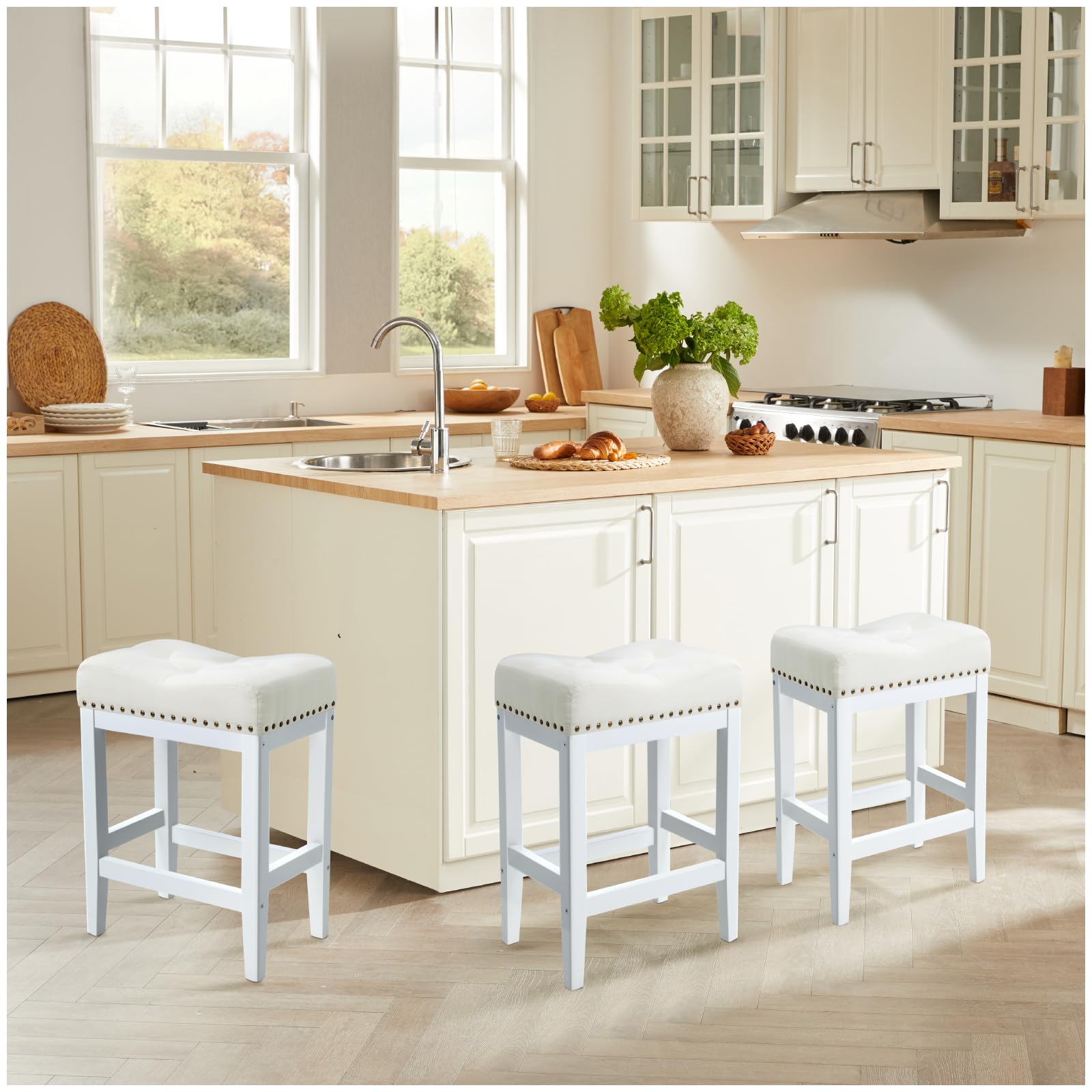 Amazon.com: Lasigeli Kitchen Counter Stool,24 Inch Barstools Wood ...