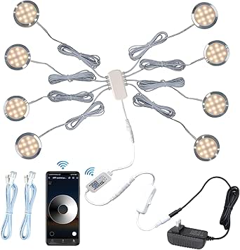 CRISETEK Puck Lights 8 Packs WiFi Control APP Alexa Control Rocker ...