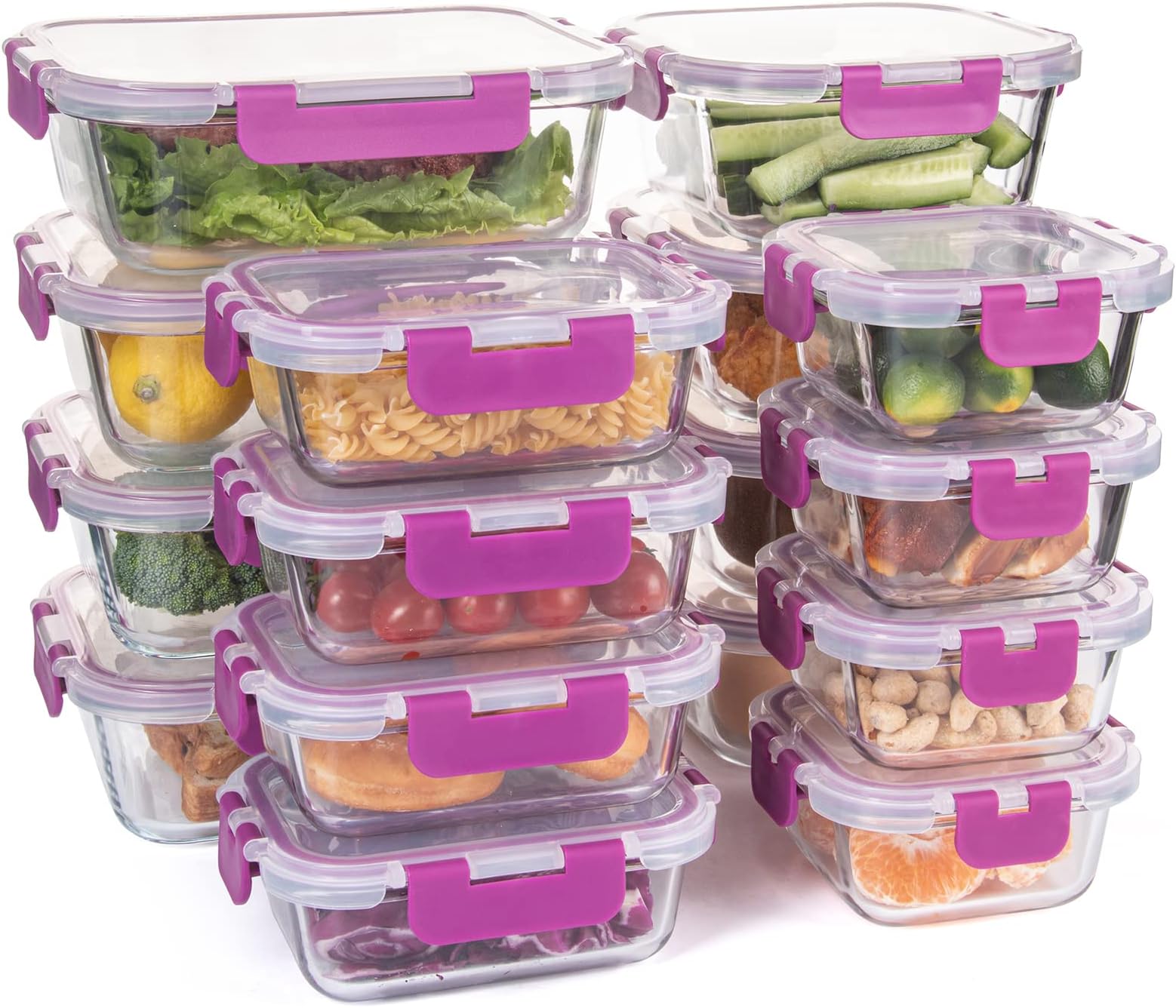 Amazon.com: UMEIED 16 Pack Glass Food Storage Containers with Lids ...