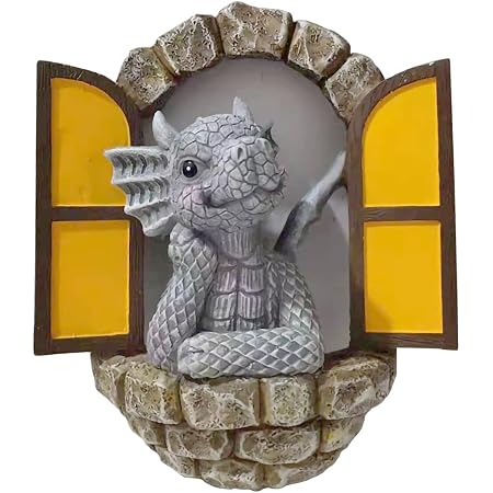 Amazon.com: QIANSHENG Dragon Reading Book Statue Dinosaur Holding ...