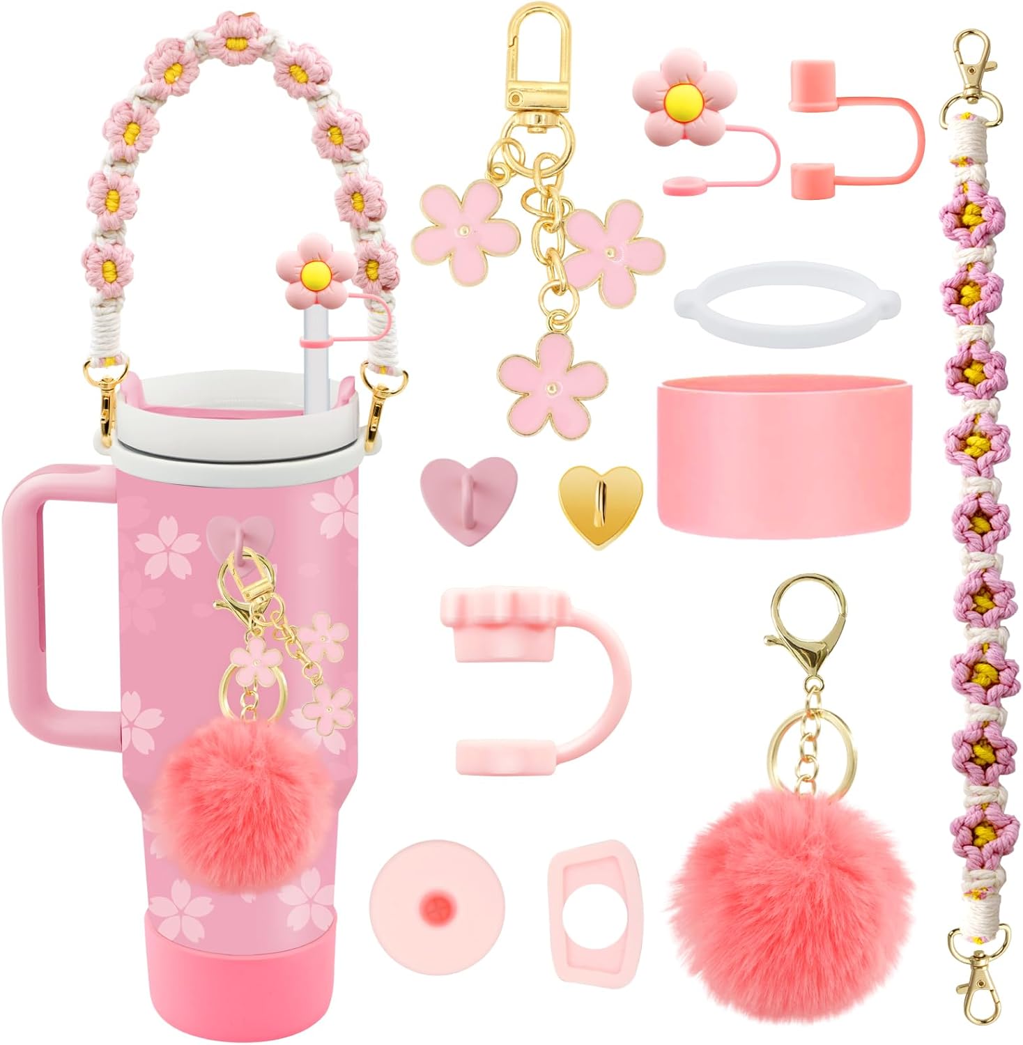 Amazon.com: 12Pcs Stanley Cup Accessories With Handle Strap, Including ...