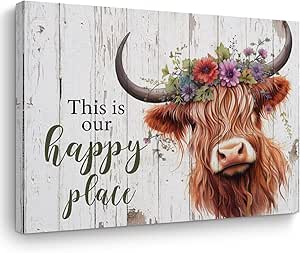 Amazon.com: Motivational Cow Decor Canvas Wall Art Wall Decor Rustic ...