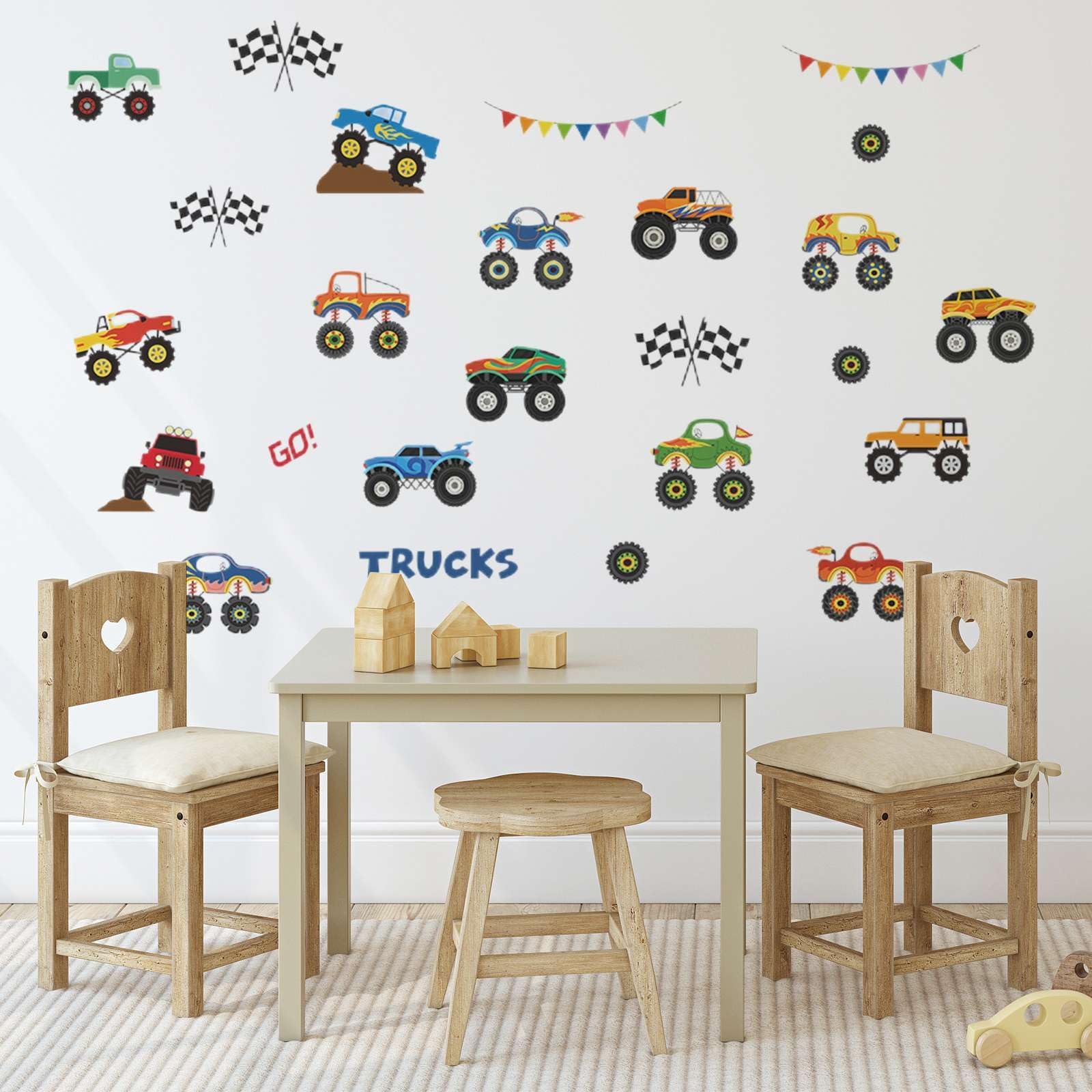 Amazon.com: Monster Dinosaur Truck Wall Decals Peel and Stick for Boys ...