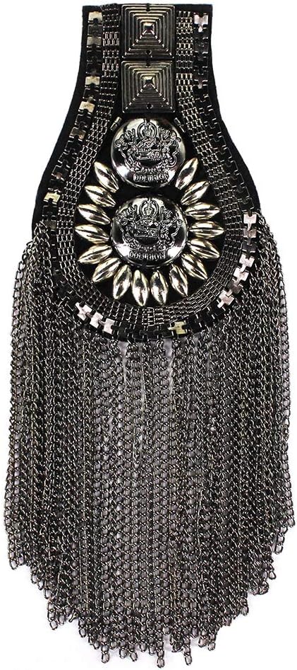 Blazer épaule patchs à pompons chaîne costume épaulette punk rivets ...
