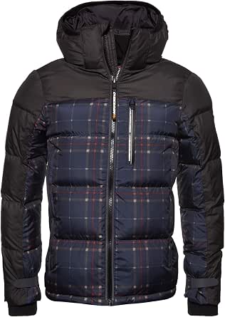 Superdry Mens Cortex Down Jacket Black Check Size Xxl at Amazon Men’s ...