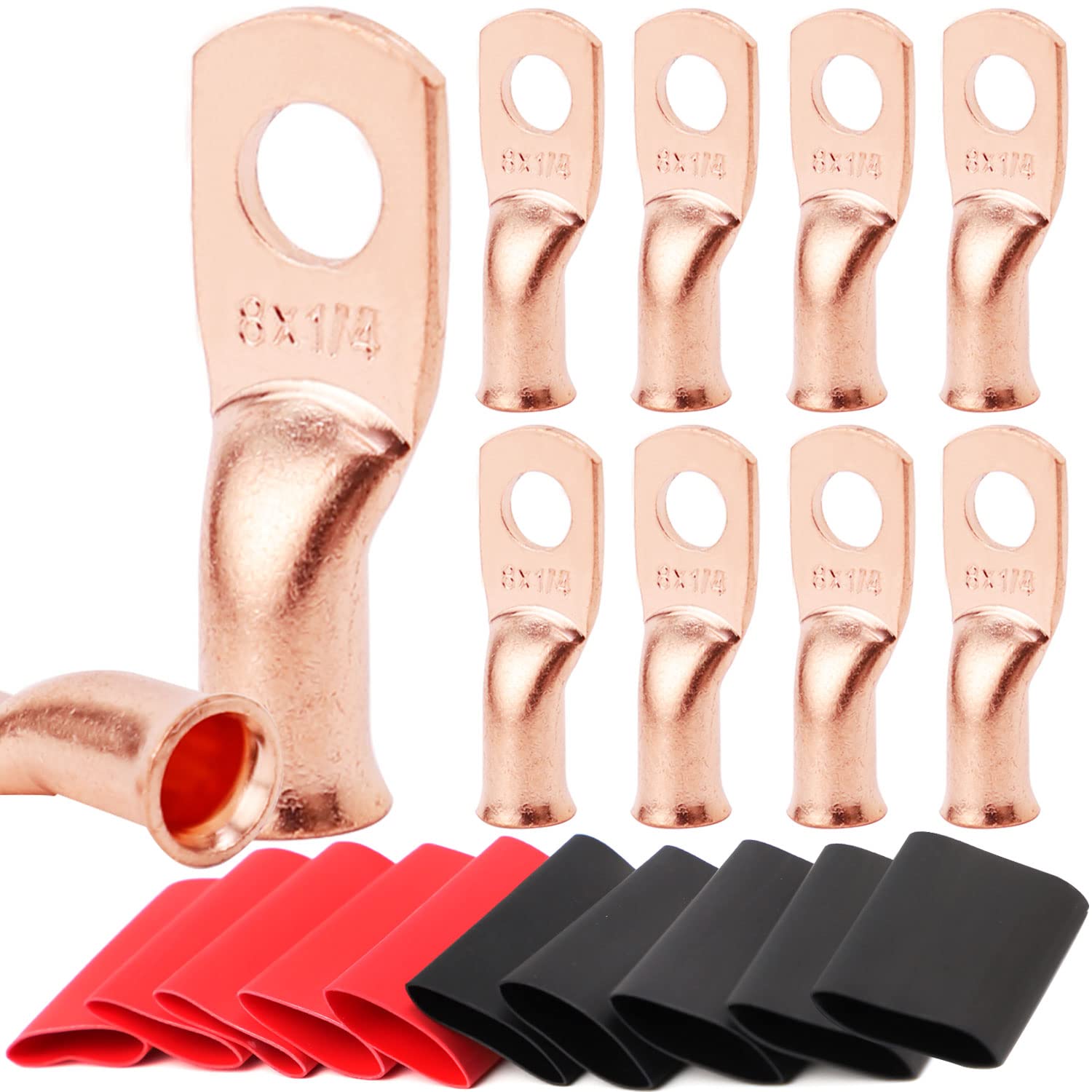 Snapklik.com : TKDMR 10pcs 8 AWG-1/4 Battery Lugs,Heavy Duty Wire Lugs ...