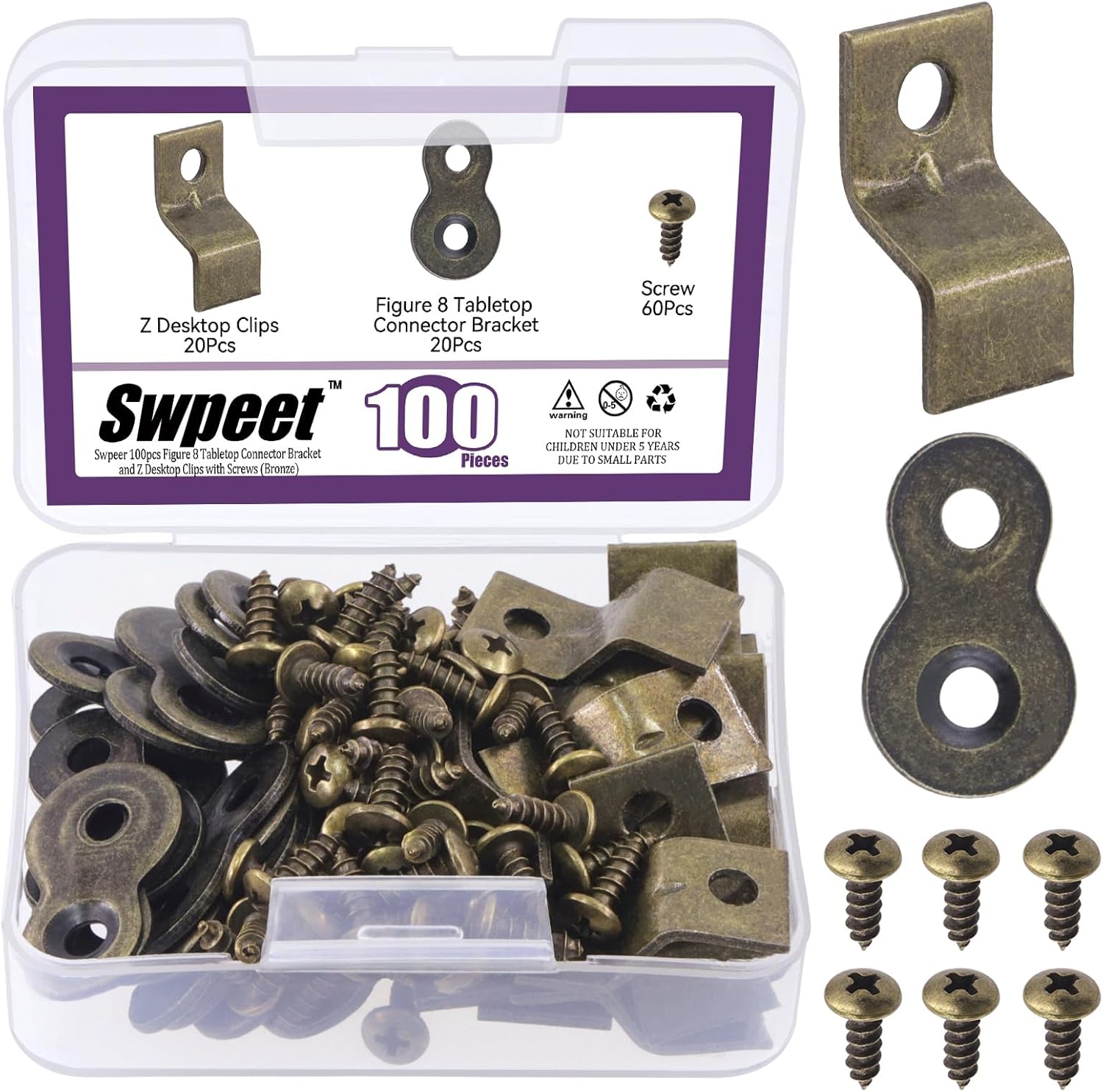 Amazon.com: Swpeet 40 Pairs Bronze 2 Styles Heavy Duty 8 Table Top ...