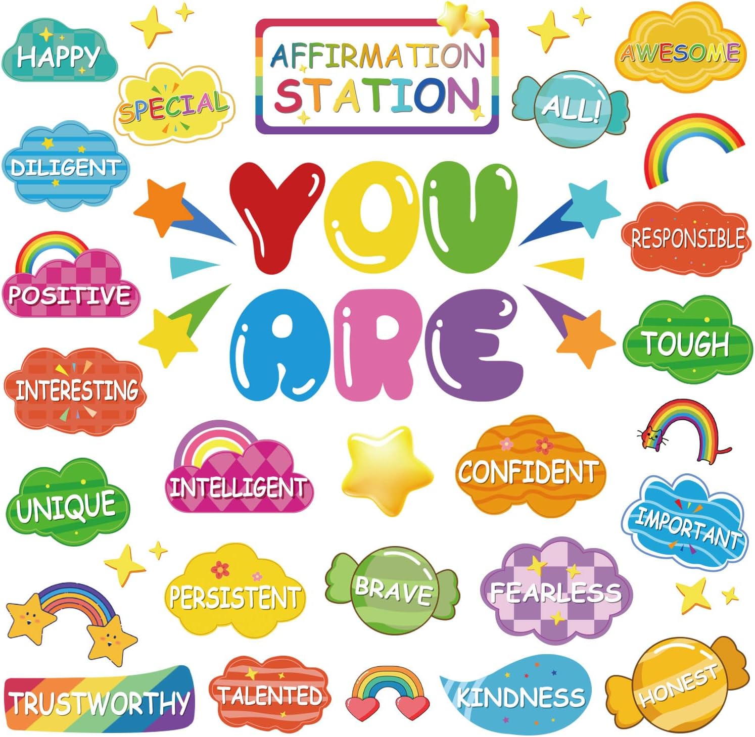 Amazon.com: 46Pcs Affirmation Station Bulletin Board Set - Motivational ...