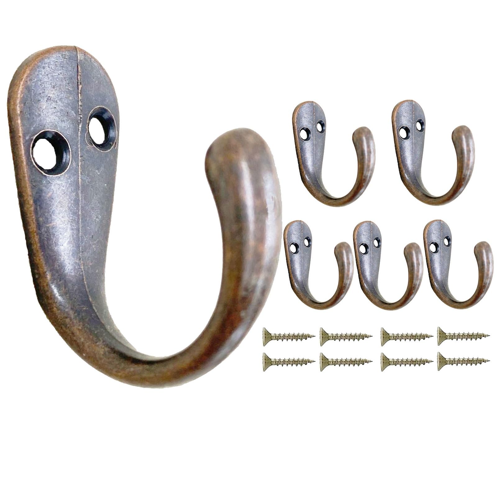Mokife Copper Coat Hook, 6 Pack Single Coat Hooks Retro Entrance Wall ...