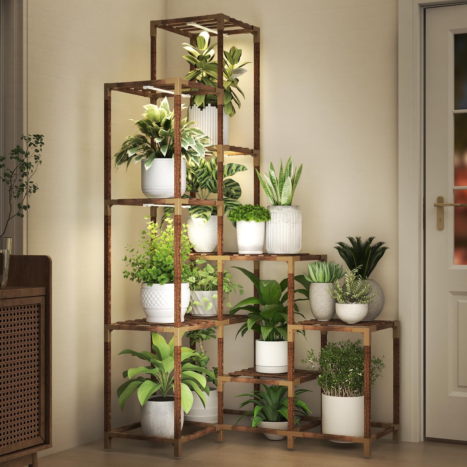 Amazon.com : HOMKIRT Corner Plant Stand with Grow Lights, 14 Tier Tall ...