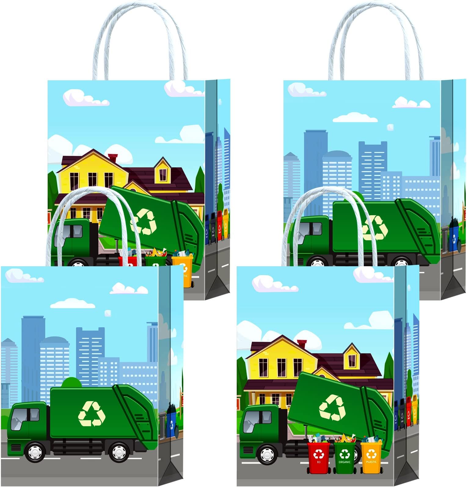 Amazon.com: 16 Pieces Garbage Truck Goodie Bags,Trash Truck Gift Snacks ...