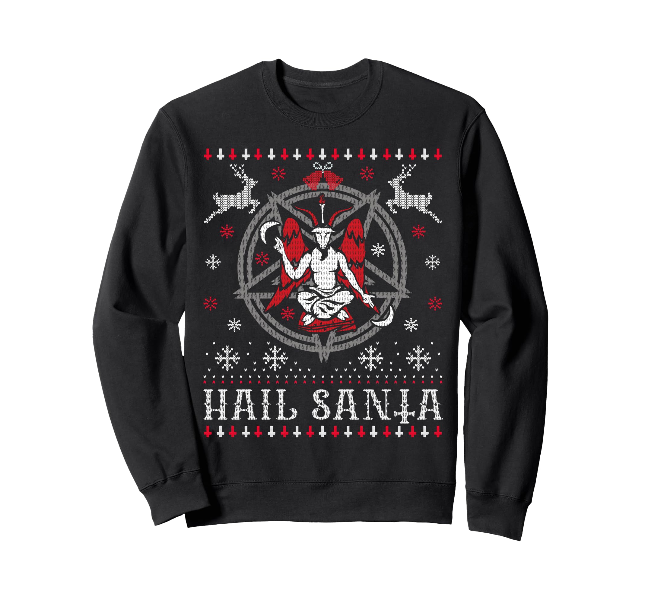 Amazon.com: Hail Santa Christmas Ugly Sweater. Funny Satanic Satan Goth Sweatshirt : Clothing ...