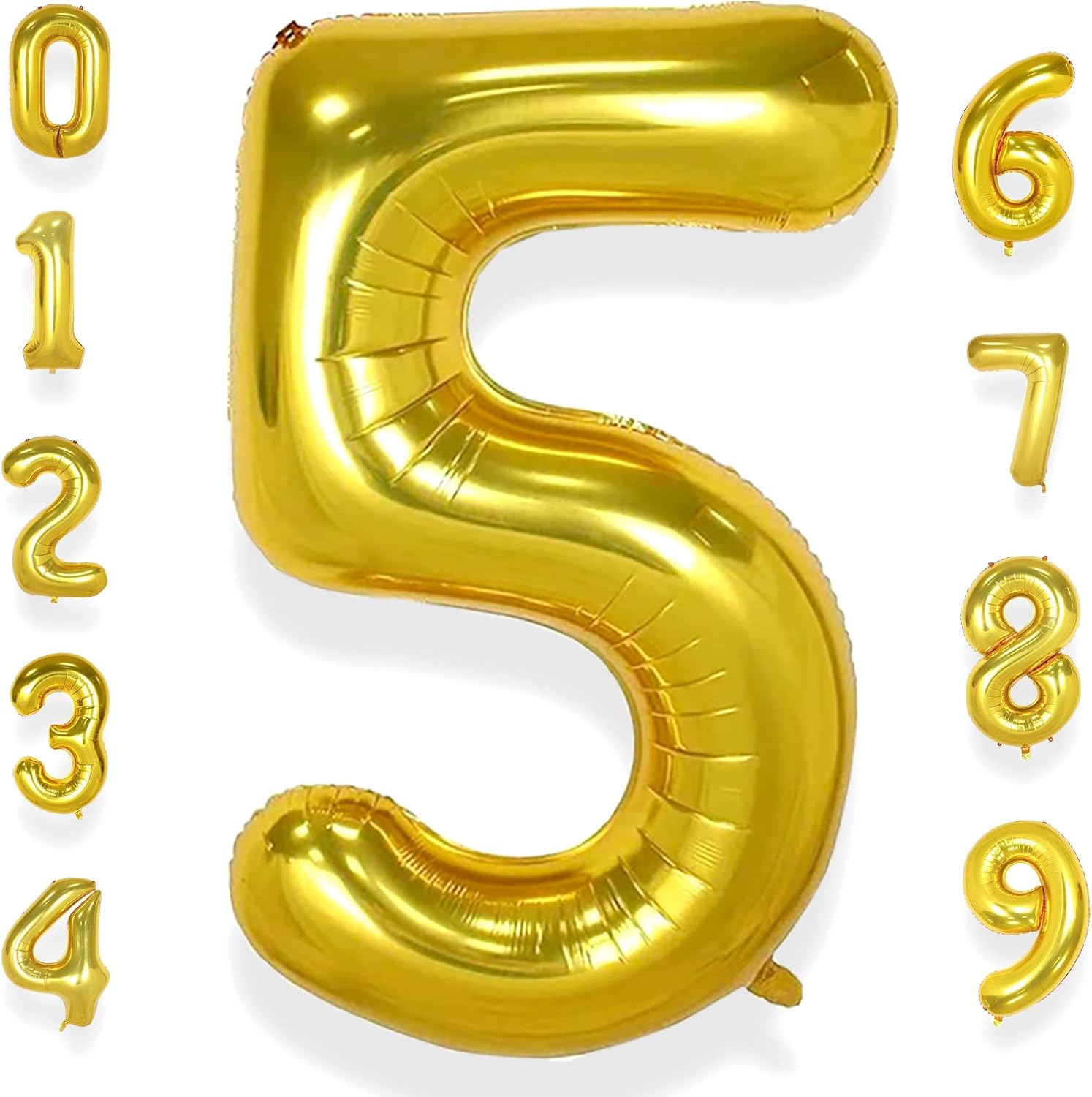 Amazon.com: AULE 40 Inch Big Gold 5 Balloon Number Large Foil Helium ...