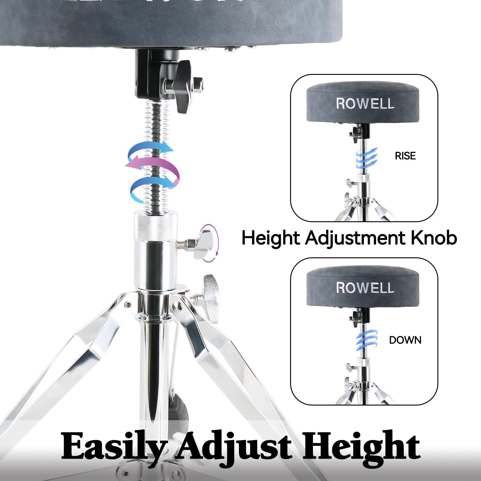 Drum Seat US Drum Throne Height Adjustable Padded Seat Drum Stool Thick ...