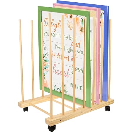 Amazon.com: Maitys Wood Art Storage Rack with Caster Wheels Art Canvas ...
