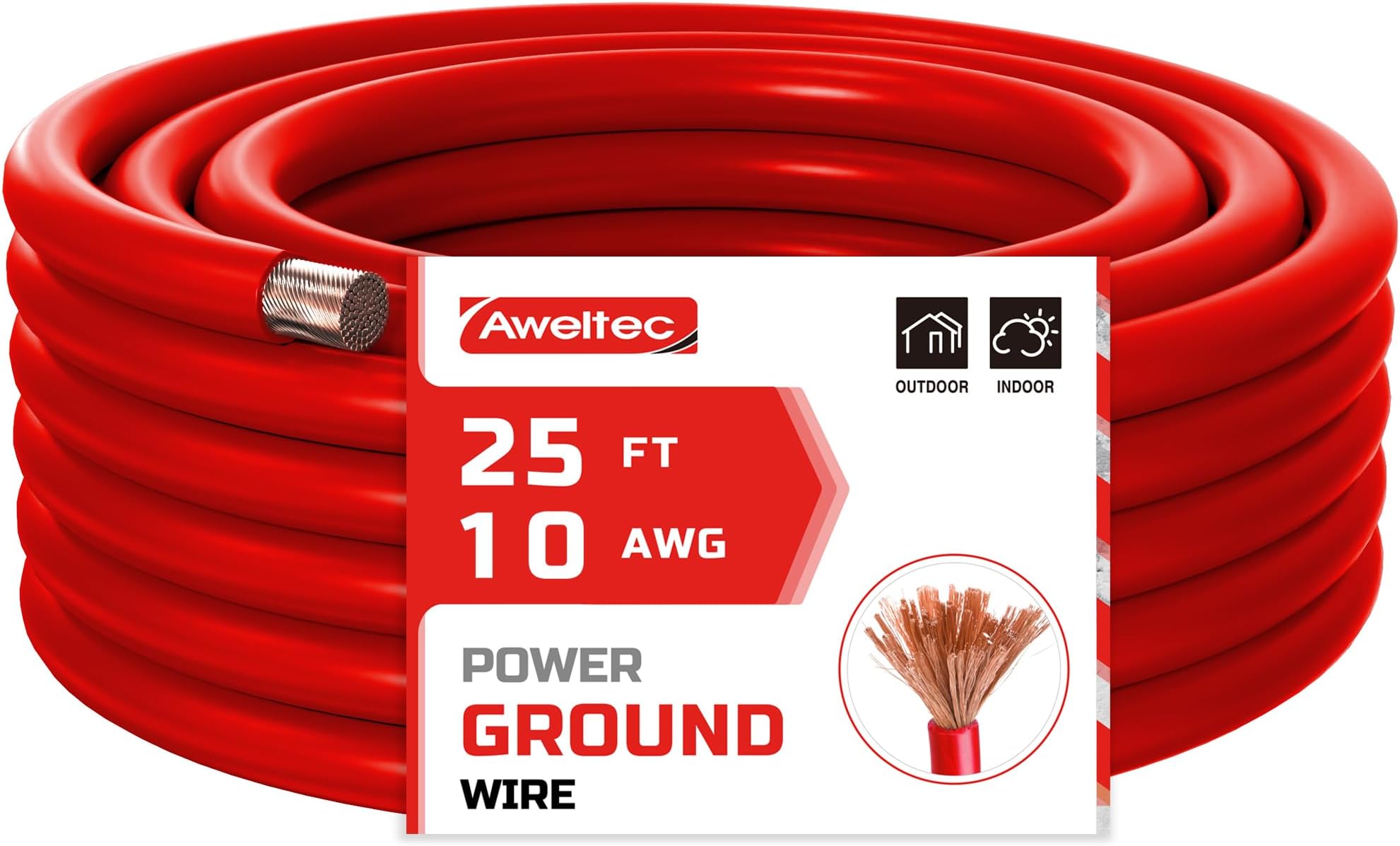 Amazon.com: AWELTEC 10 Gauge Wire, 25 Feet Red Power Ground Wire Cable ...