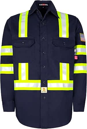 Amazon.com: BOCOMAL Camisas FR de alta visibilidad con botones de 7.5 ...