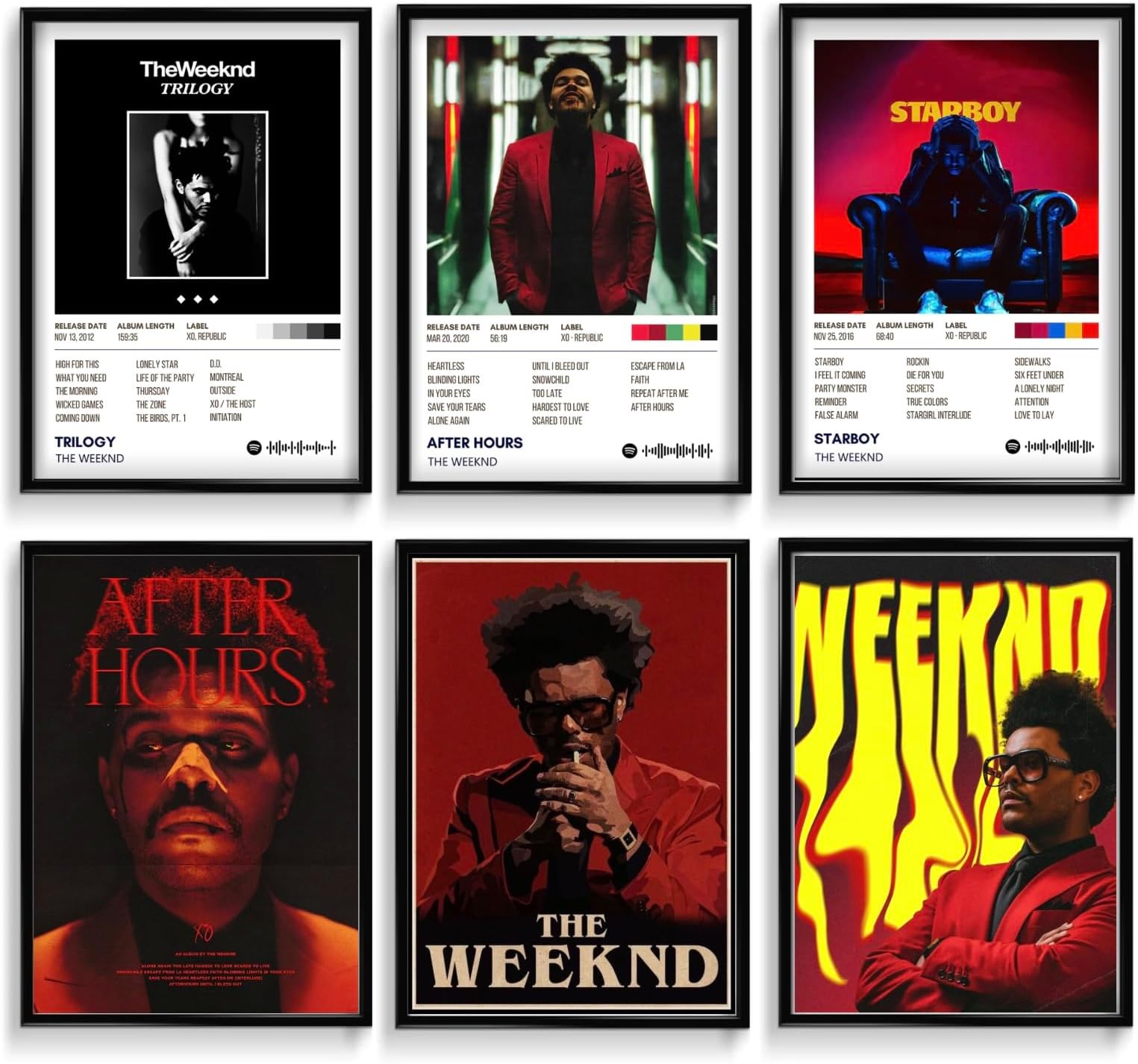 The Weeknd Song Album Aesthetic Wall Posters Pack of 6 (A4 Size) 8x12 ...