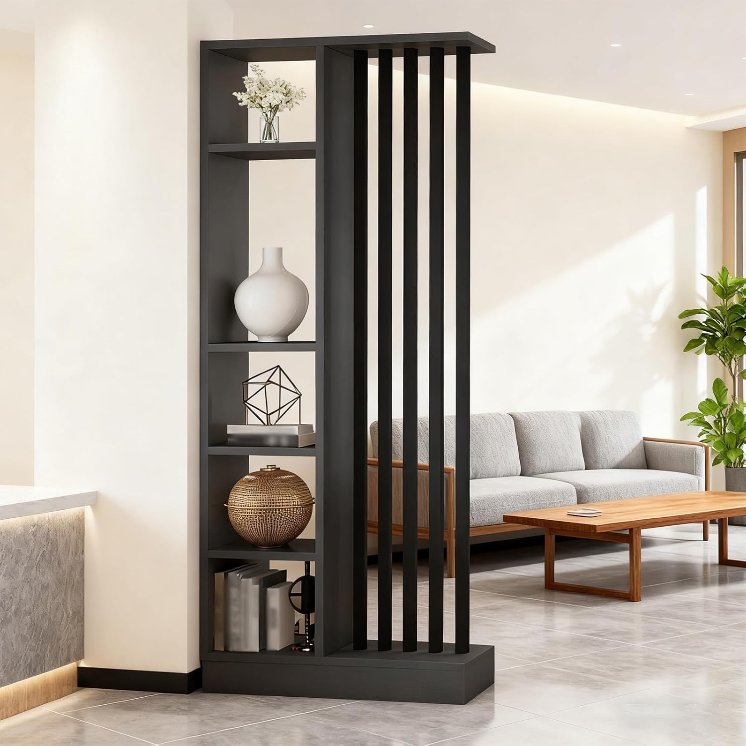 Amazon.com: Room Divider with Shelves, Entrance Hall Partition Screen ...