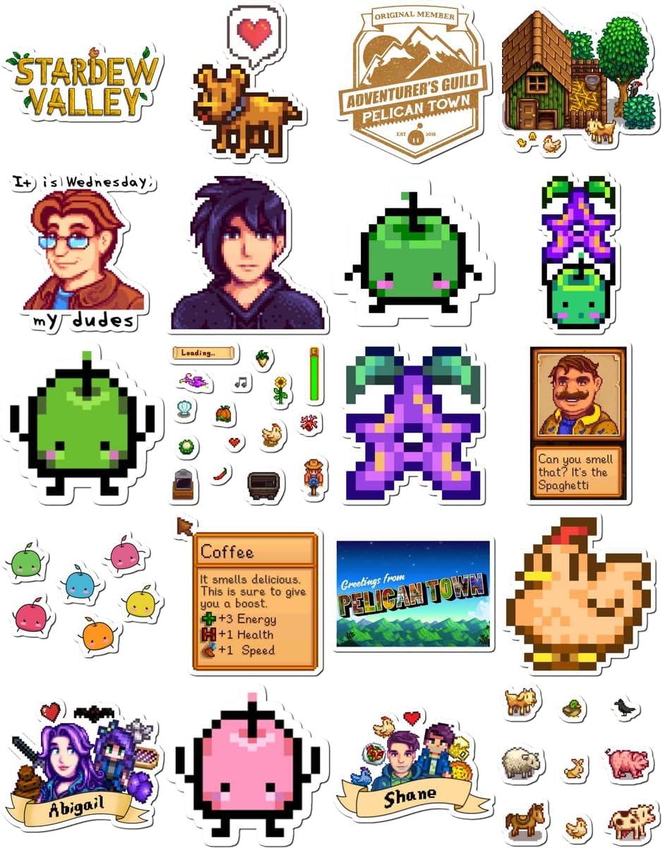 Amazon.com: 20 Pcs Value Pack Game Decal Stardew Sticker Valley ...