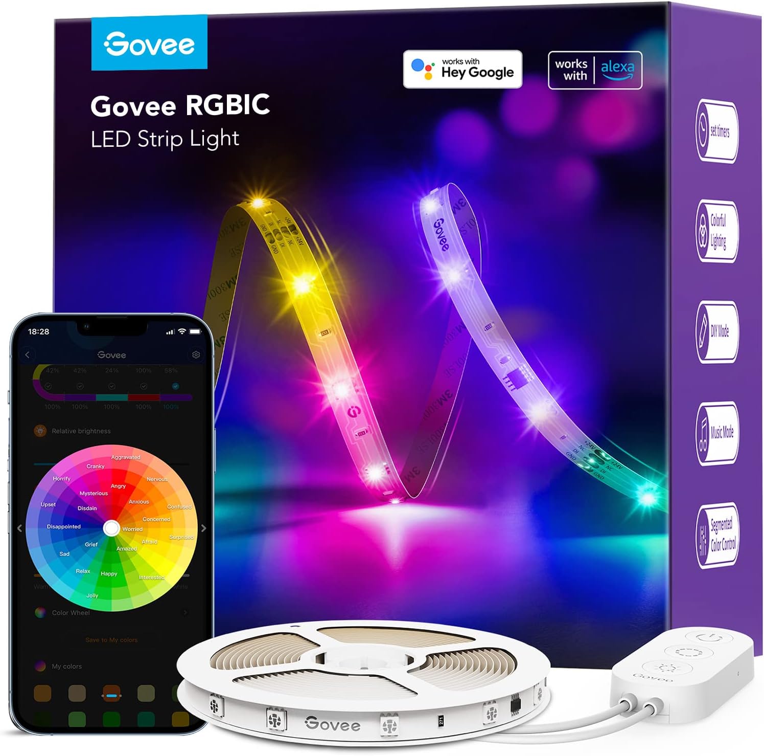 Amazon.com: Keepsmile 32.8ft Strip Lights Smart App Music Sync Color ...
