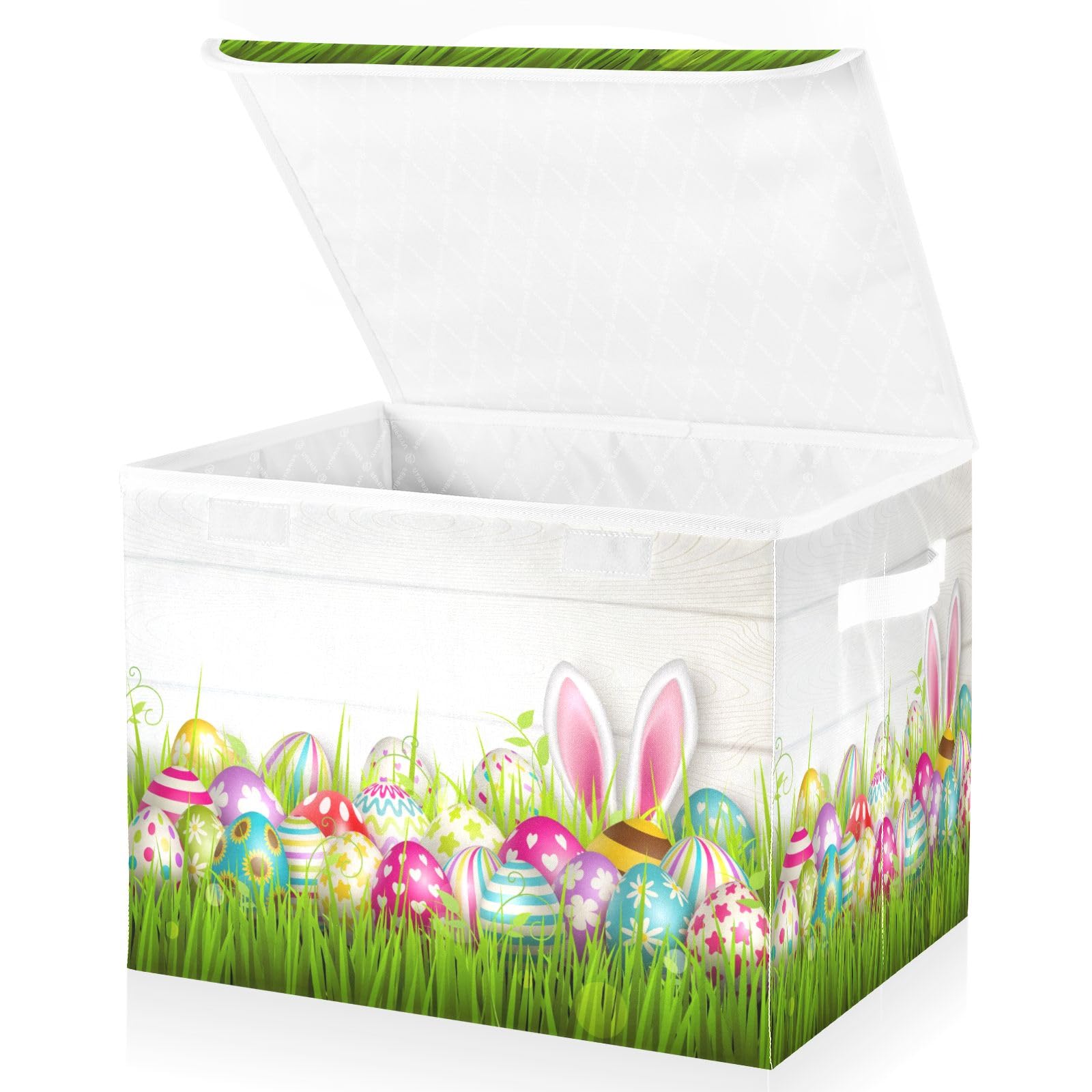 Amazon.com - Storage Bins with Lids and Handles,Easter Eggs Grass ...