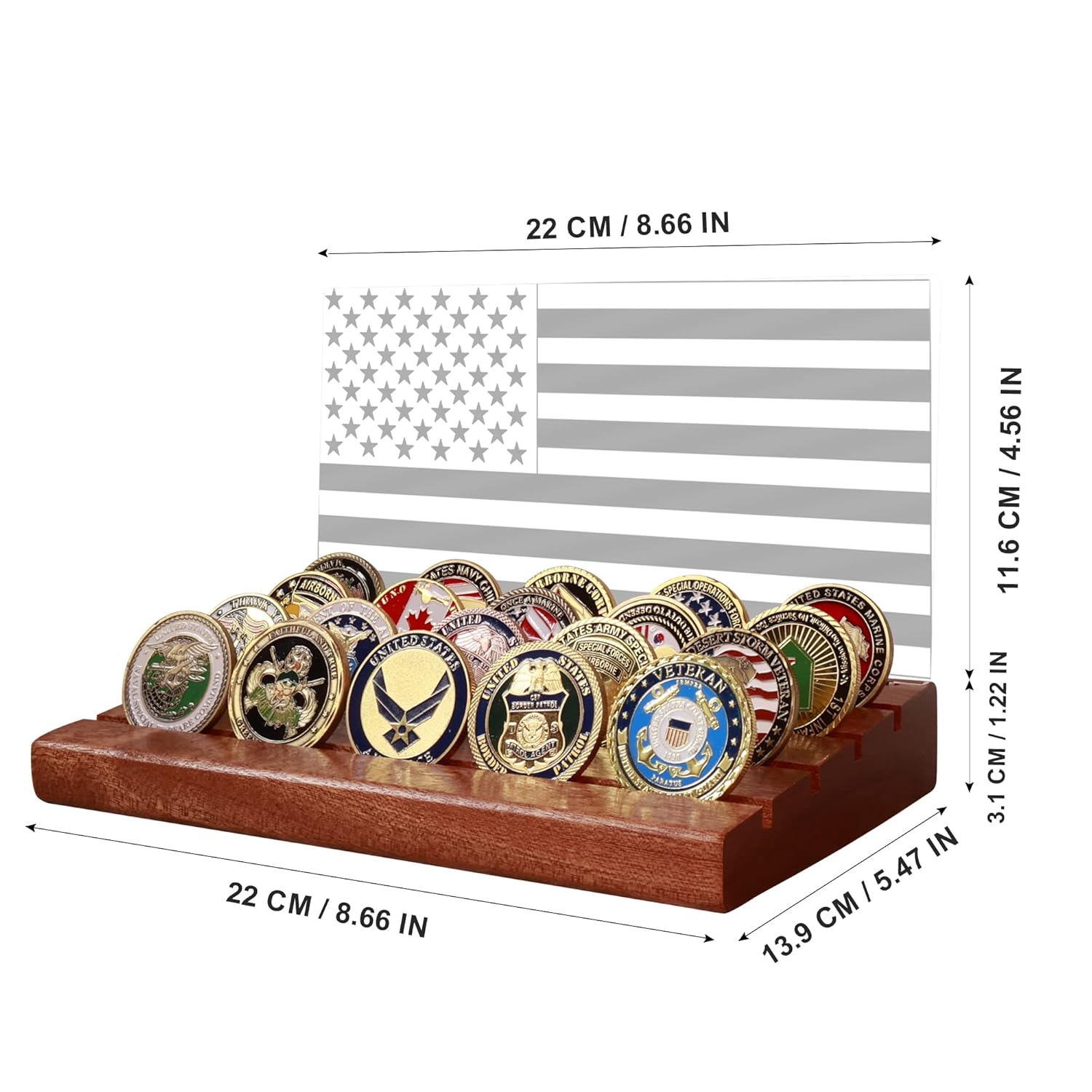Ammonite Light up Challenge Coin Display, American Flag Coin Holder ...