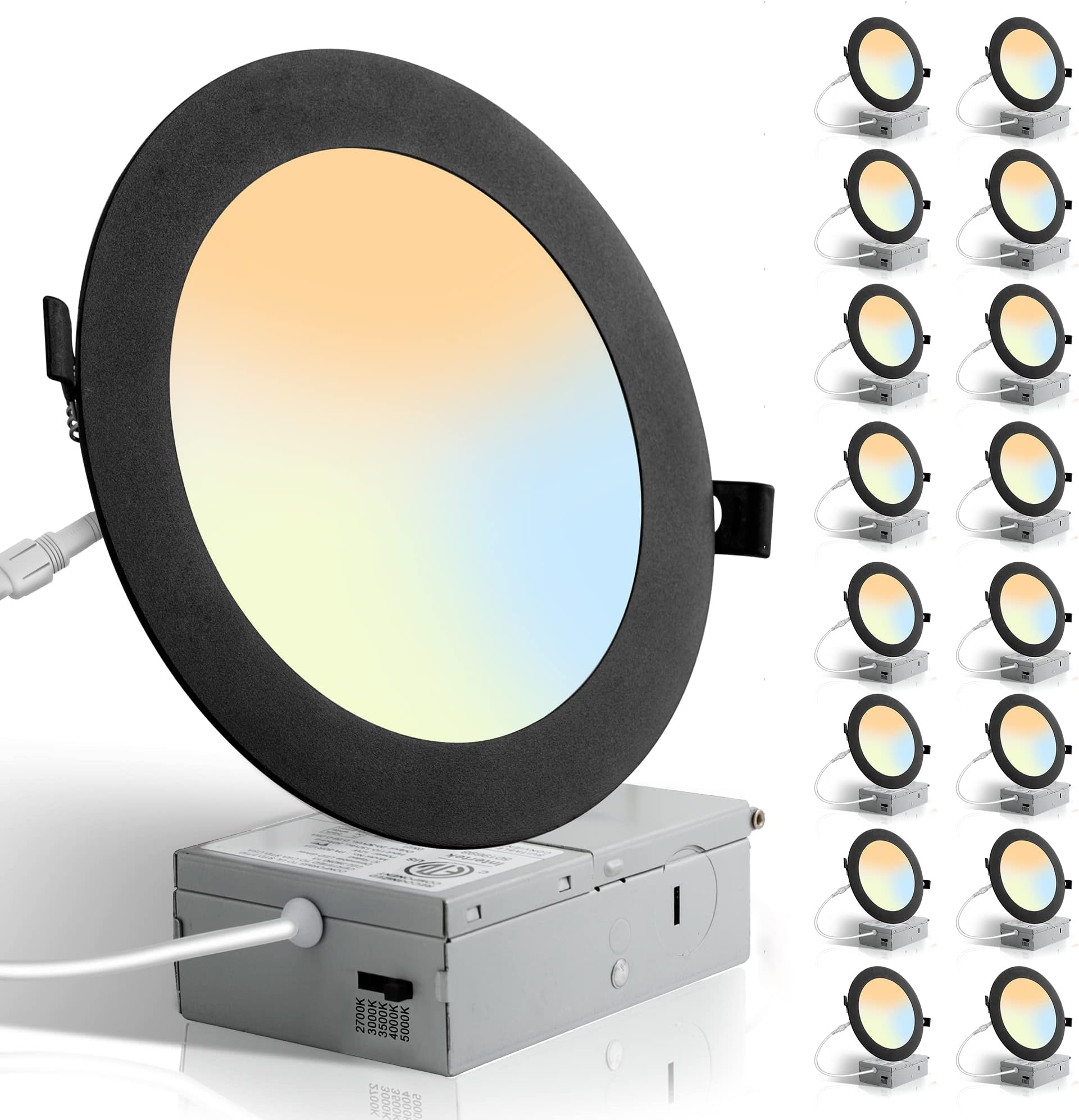 12 Pack Recessed Lighting 6 Inch LED Can Lights with Junction Box ...