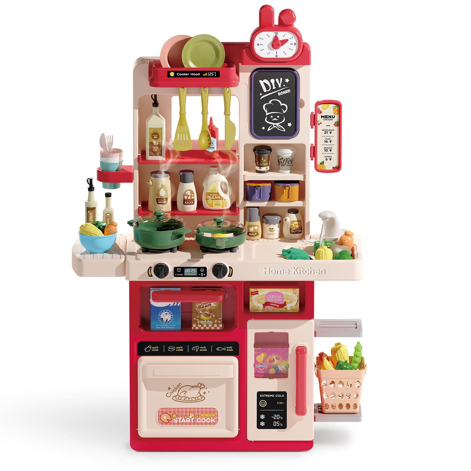 Amazon.com: Hitish Kids Kitchen Playset Set, 63PCS Pretend Play Kitchen ...