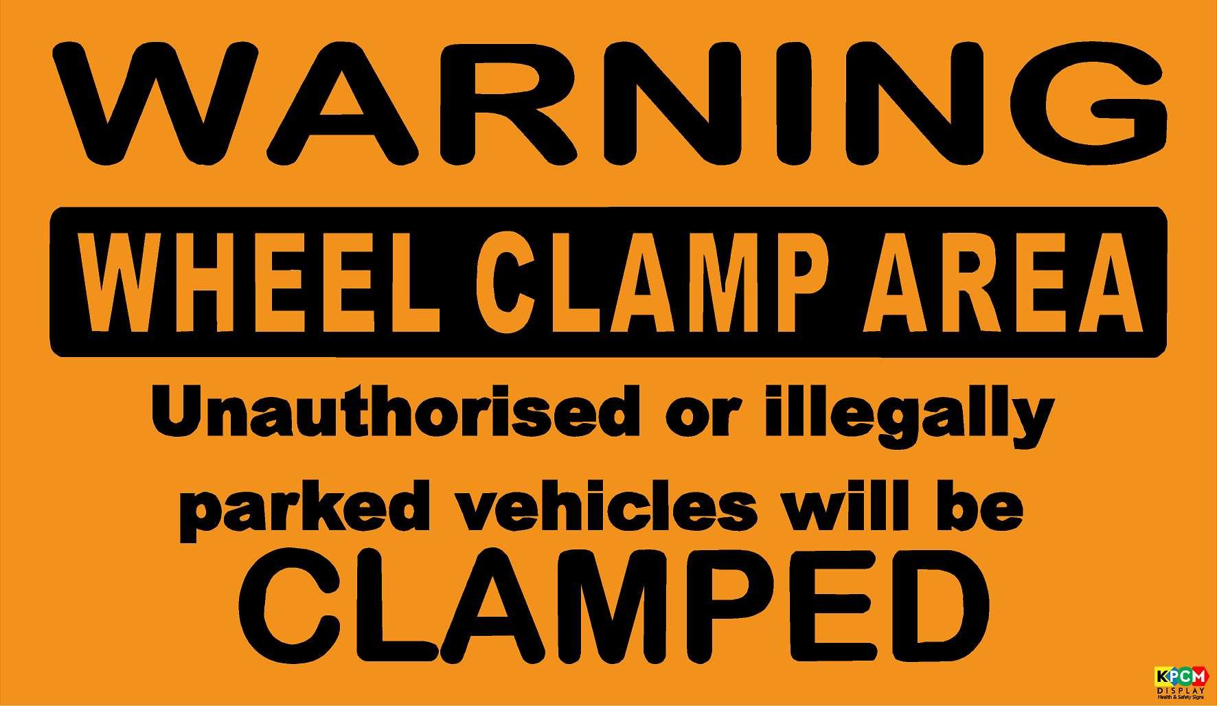 1 x Wheel Clamping/Clamp Area - Parking Warning Sticker-External Sign ...