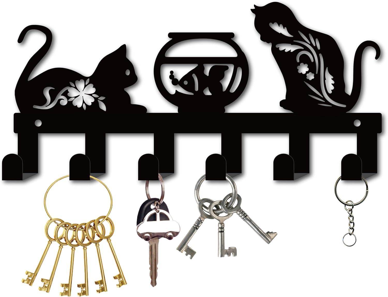 Amazon.com: CREATCABIN Metal Key Holder Black Key Hooks Wall Mounted ...