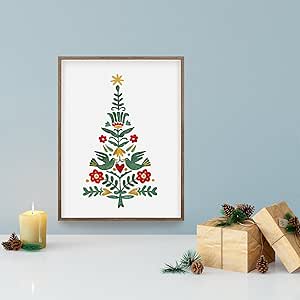 Amazon.com: Scandinavian Christmas Print, Watercolor Christmas Tree ...