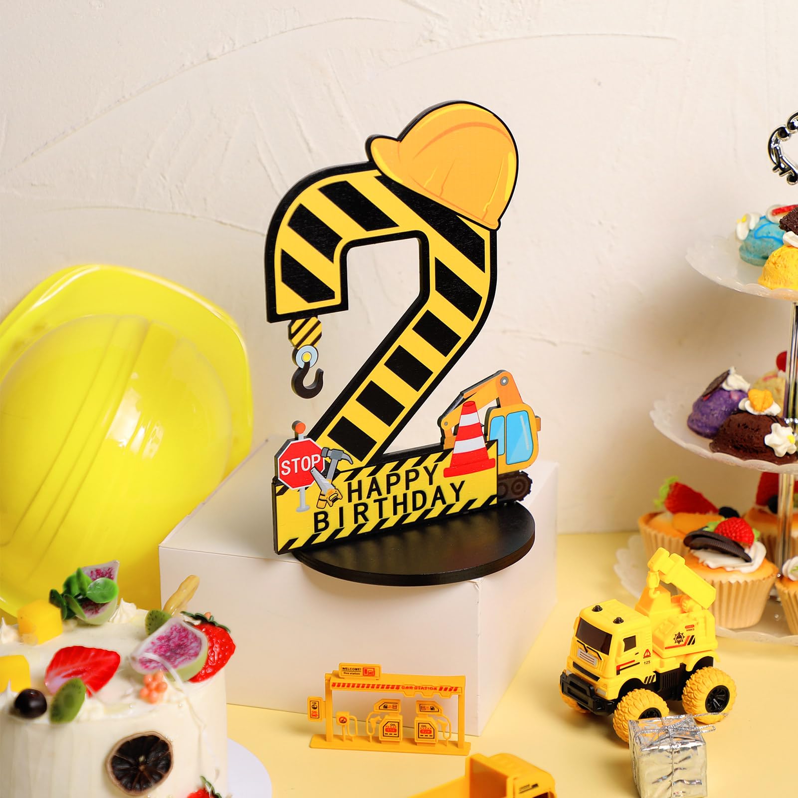 Snapklik.com : Construction 2nd Birthday Number Sign Centerpiece Truck ...