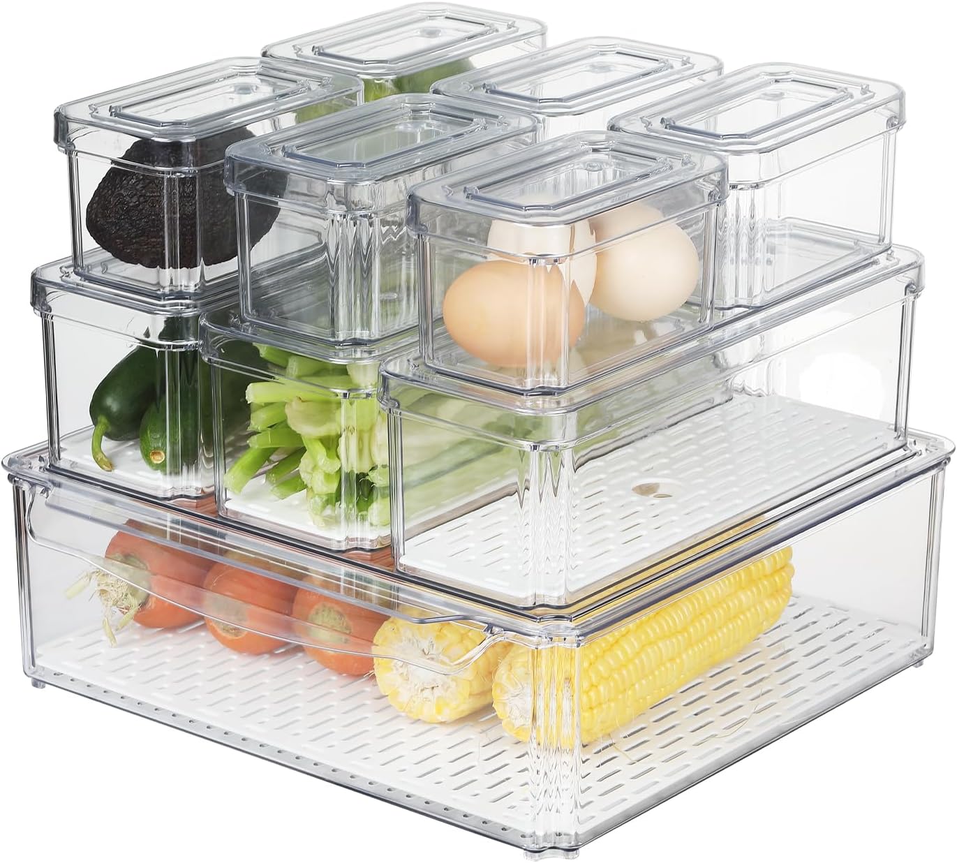 Amazon.com: Naivees Plastic Fridge Organizer,Clear Storage Containers ...