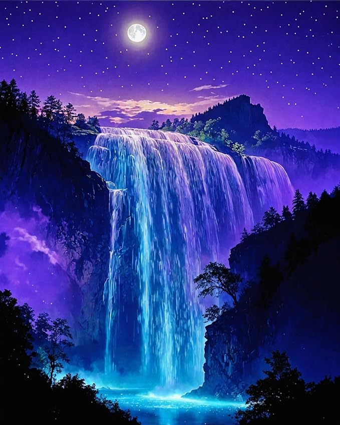 Amazon.com: ldazao Paint by Numbers Kit for Adults, Starry Waterfall Paint by Number Kits for ...