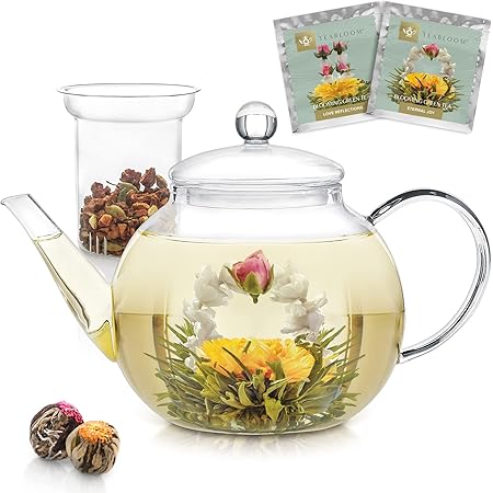 Amazon.com | Teabloom Complete Tea Set – Teapot (40 OZ), Loose Tea ...