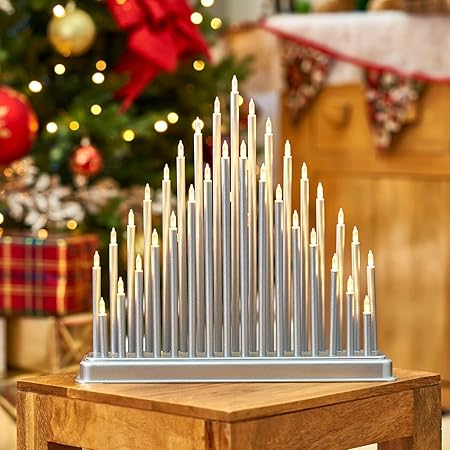 Elex® Silver Christmas Candle Bridge 33 Warm White Led Fairy Shade ...