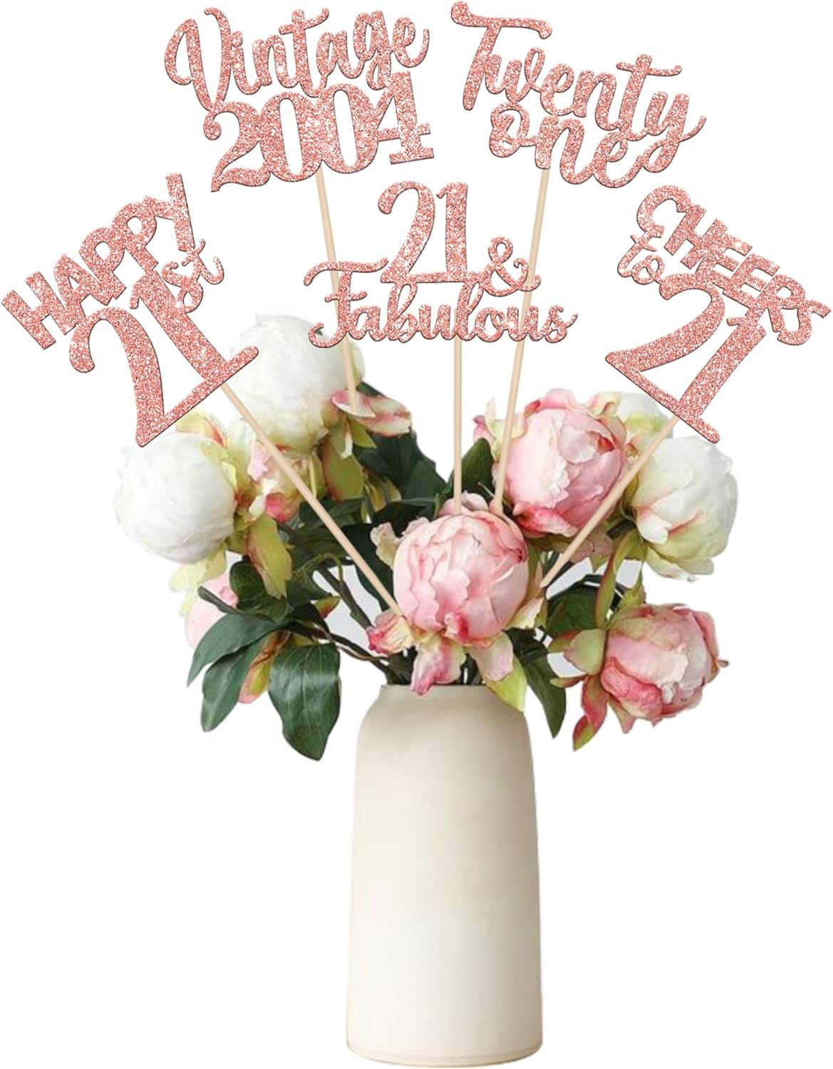 Amazon.com: 15 PCS 21st Birthday Centerpiece Sticks Twenty One Happy ...