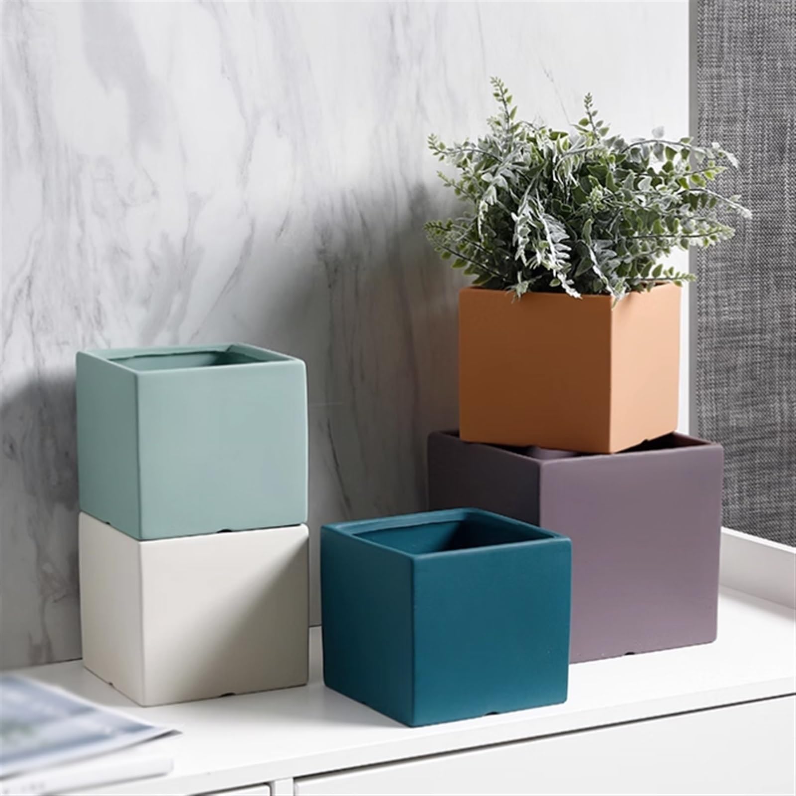 Large Square Ceramic Pots 2pcs Large Plastic Flower Pots, Tall Square