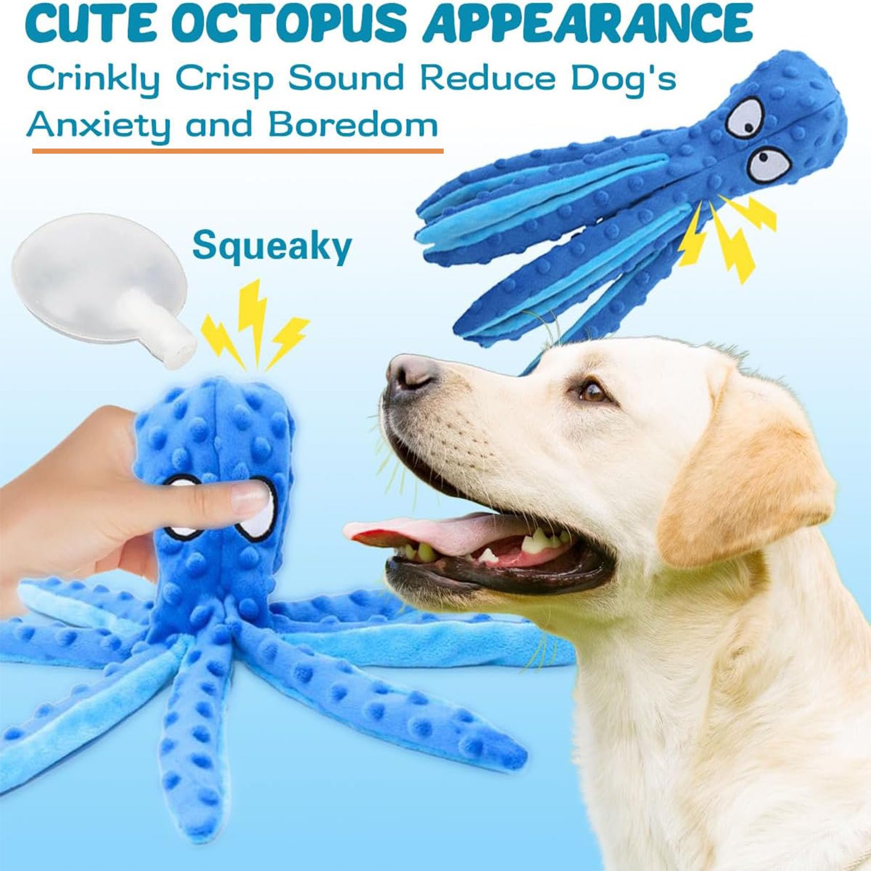 Octopus Dog Toy Whiskerspot , Eco-Friend Octopus Plush, No Stuffing ...
