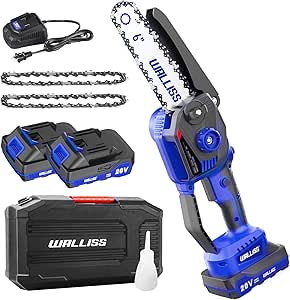 Amazon.com : WALLISS Brushless Mini Chainsaw Cordless, 6 Inch Electric ...