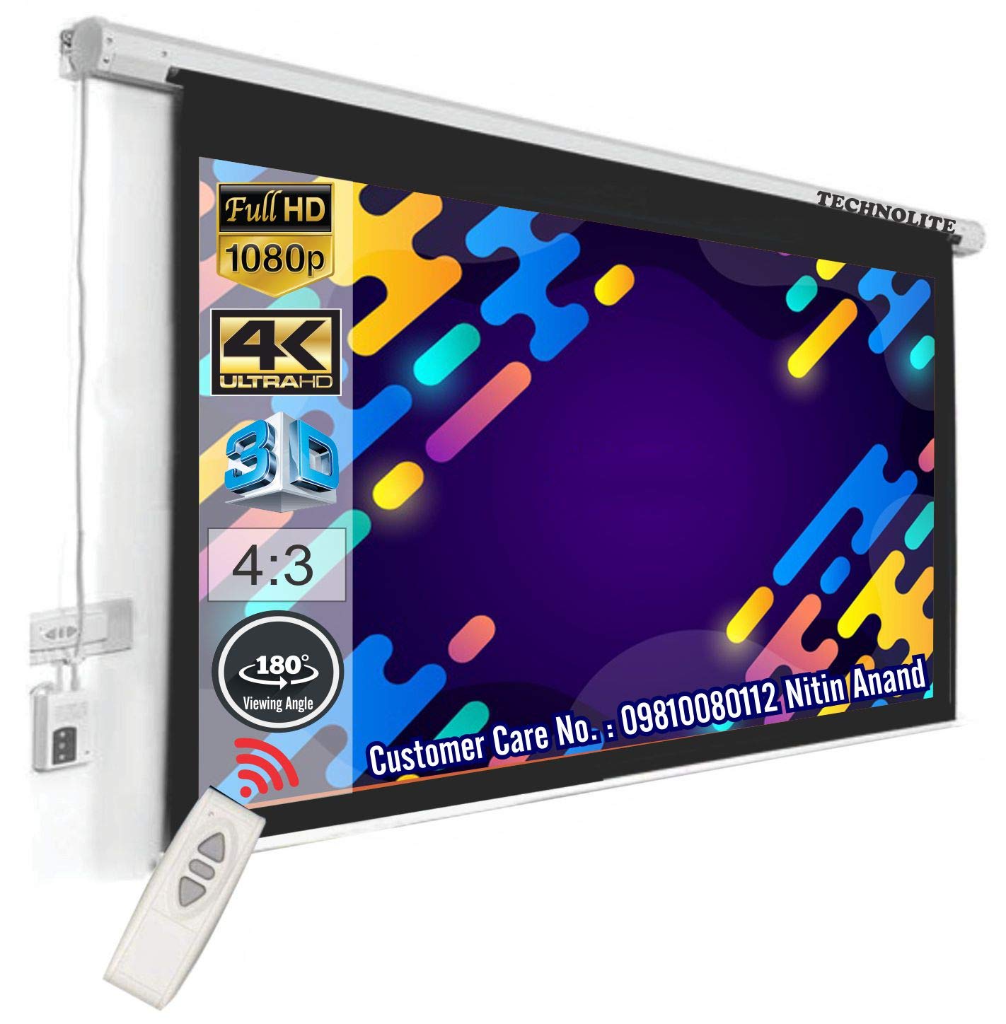 Technolite® Home Theatre Motorised Projector Screen, 150 Inches ...