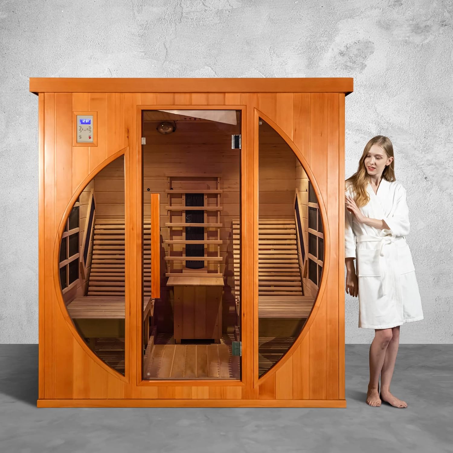 Amazon.com : Smartmak Far Infrared Two Person Wood Sauna, Canadian Red ...