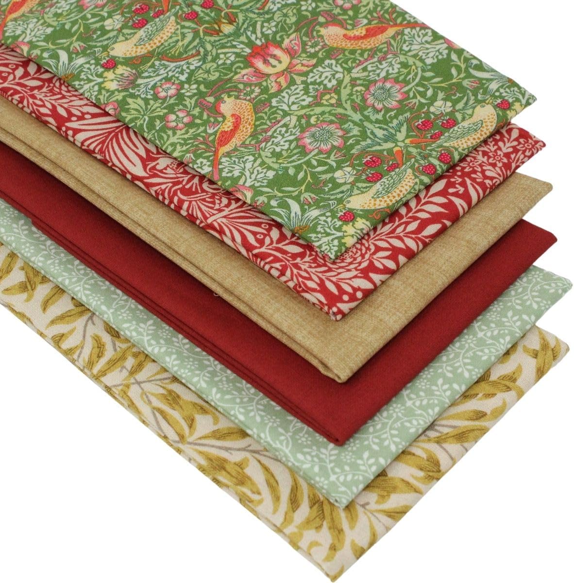 6 Fat Quarters Bundle - William Morris – Strawberry Thief Green Fabrics ...