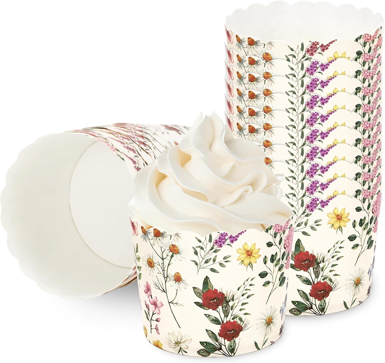 Amazon.com: JarThenaAMCS 100Pcs Vintage Floral Paper Baking Cups ...