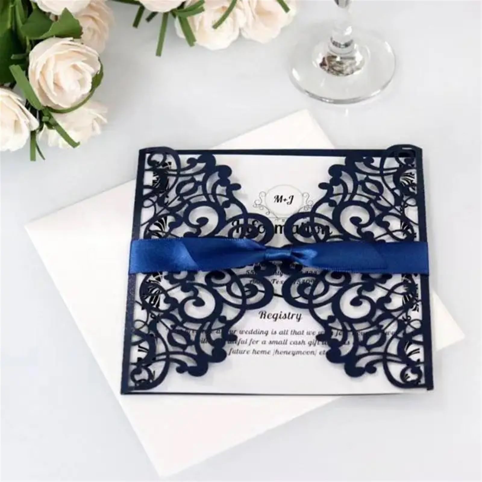 Elegantes Invitaciones De Boda Azules