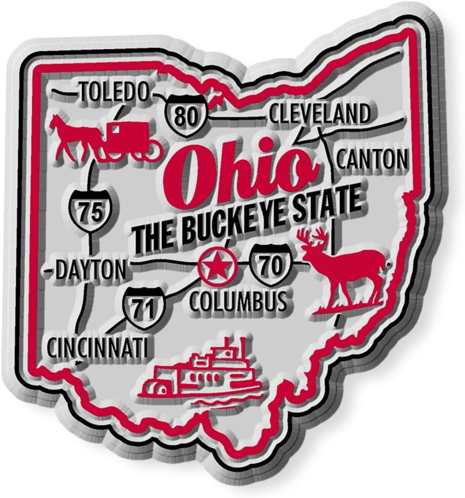 Amazon.com: Ohio Premium State Magnet by Classic Magnets, 2.2" x 2.4 ...