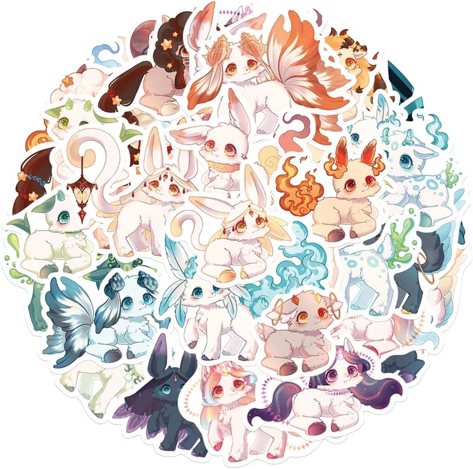 Amazon.com: 40Pcs Cute Fantasy Creature Stickers Kawaii Cartoon Decals ...