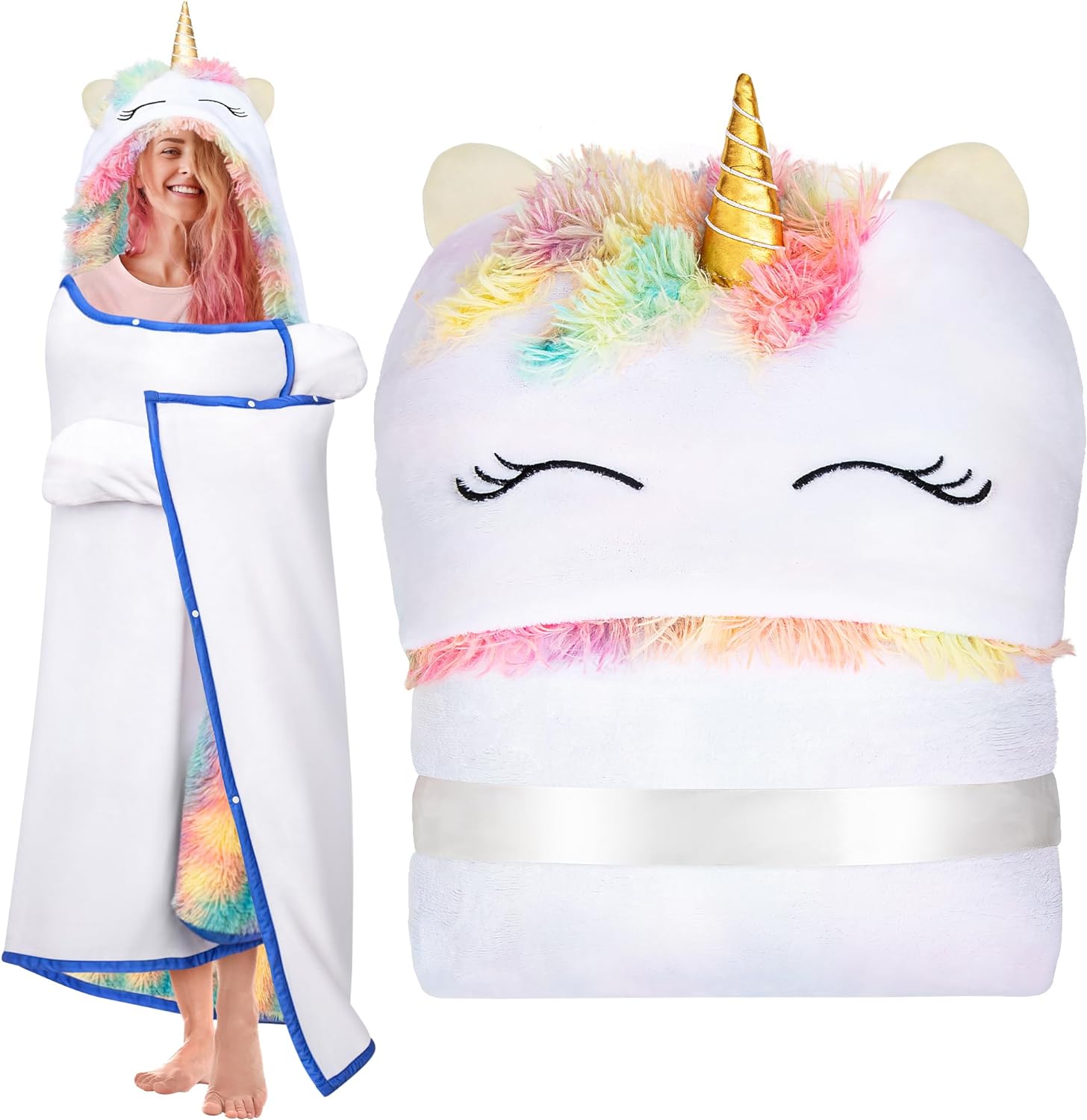 Amazon.com: Unicorn Wearable Hooded Throw Blanket for Adults - Super ...